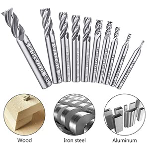 Utoolmart 3/8" Cutting HSSAL Spiral Drill Bit Straight End Mill Cutter 4 Flute with 3/8" Shank 2pcs