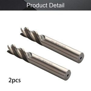 Utoolmart 3/8" Cutting HSSAL Spiral Drill Bit Straight End Mill Cutter 4 Flute with 3/8" Shank 2pcs