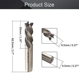 Utoolmart 3/8" Cutting HSSAL Spiral Drill Bit Straight End Mill Cutter 4 Flute with 3/8" Shank 2pcs