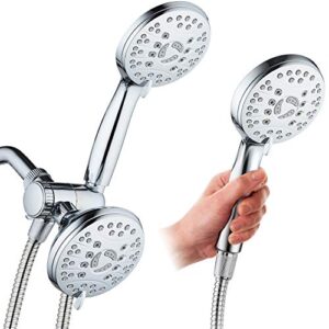 aquaspa high pressure 48-mode luxury 3-way combo – dual rain & handheld shower head – extra long 6 foot stainless steel hose – extra large face – anti clog jets – all chrome finish – top us brand