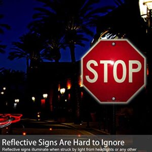 Stop Sign, Street Slow Warning Reflective Signs, 12 x 12 Inches Octagon.040 Rust Free Aluminum, UV Protected and Waterproof, Weather Resistant, Durable Ink, Easy to Mount