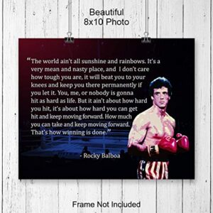 Rocky Balboa Quote – 8x10 Inspirational Motivational Wall Art Poster for Home, Apartment, Gym, Studio or Office Decor - Inspiring Room Decorations or Gift for Entrepreneurs, Trainers – Unframed Print