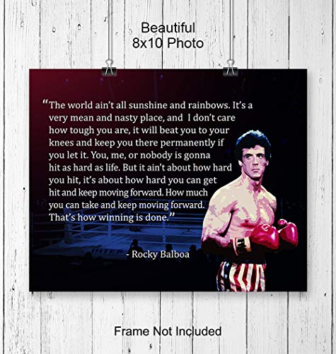 Rocky Balboa Quote – 8x10 Inspirational Motivational Wall Art Poster for Home, Apartment, Gym, Studio or Office Decor - Inspiring Room Decorations or Gift for Entrepreneurs, Trainers – Unframed Print