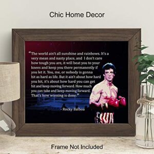 Rocky Balboa Quote – 8x10 Inspirational Motivational Wall Art Poster for Home, Apartment, Gym, Studio or Office Decor - Inspiring Room Decorations or Gift for Entrepreneurs, Trainers – Unframed Print