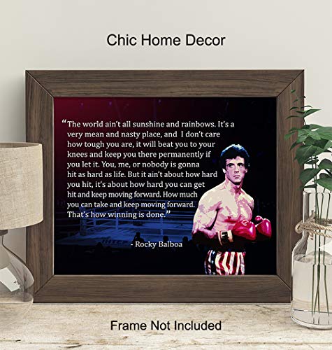 Rocky Balboa Quote – 8x10 Inspirational Motivational Wall Art Poster for Home, Apartment, Gym, Studio or Office Decor - Inspiring Room Decorations or Gift for Entrepreneurs, Trainers – Unframed Print