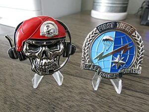 set of 2 united states air force special forces pararescueman creed pararescue pj's beret skull & afsoc combat control challenge coins