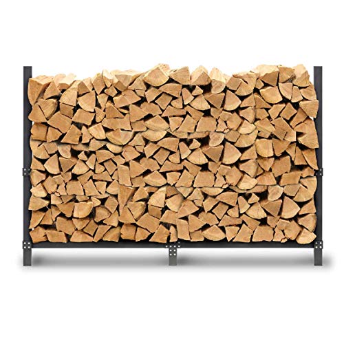 Pilgrim Home and Hearth Pro 72" Outdoor Firewood Rack Wood Holder with Cover, Durable Black Powder Coat