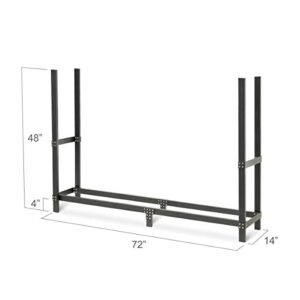 Pilgrim Home and Hearth Pro 72" Outdoor Firewood Rack Wood Holder with Cover, Durable Black Powder Coat