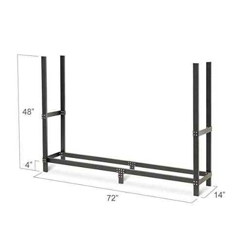 Pilgrim Home and Hearth Pro 72" Outdoor Firewood Rack Wood Holder with Cover, Durable Black Powder Coat