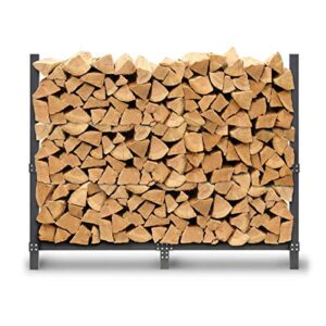 pilgrim home and hearth pro 60" rack outdoor firewood log holder with cover, durable black powder coat