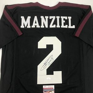 autographed/signed johnny manziel texas a&m black college football jersey jsa coa