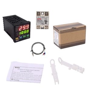 PID Temperature Controller Meter Indicator, Jaybva High Voltage 100V to 240V PID Thermostat with K Thermocouple 25A SSR Fahrenheit and C Display Alarm Output TC and RTD Input