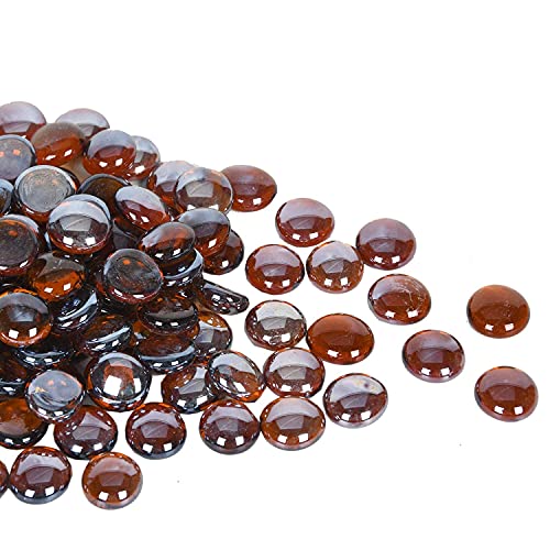 GasSaf 3/4 Inch Glass Fire Rocks Drop Beads for Gas Fire Pit Fireplace, Replaces Existing Gas Logs & Lava Rocks(10 Pound)(Amber Luster)