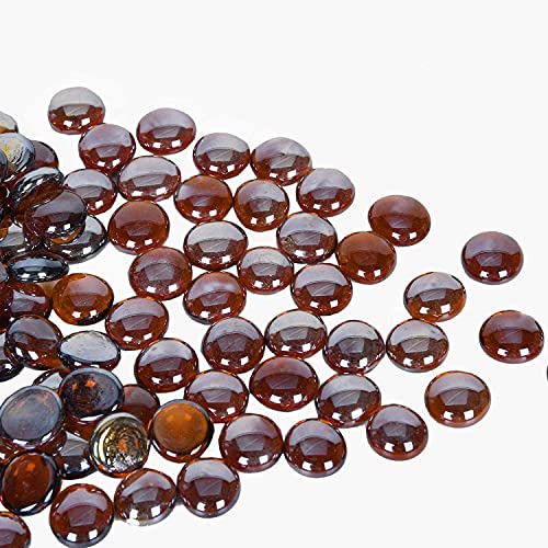 GasSaf 3/4 Inch Glass Fire Rocks Drop Beads for Gas Fire Pit Fireplace, Replaces Existing Gas Logs & Lava Rocks(10 Pound)(Amber Luster)