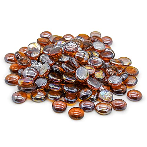 GasSaf 3/4 Inch Glass Fire Rocks Drop Beads for Gas Fire Pit Fireplace, Replaces Existing Gas Logs & Lava Rocks(10 Pound)(Amber Luster)