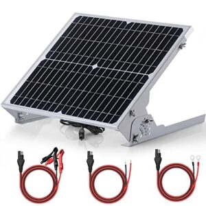 suner power 12v solar battery charger maintainer, waterproof 20w solar trickle charger, high efficiency solar panel kit, built-in intelligent mppt controller + adjustable bracket + sae cable kits