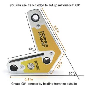 Handook Welding Magnetic Holder Corner, 2 Pack Welding Magnet, Welding Accessories and Tools, 120°, 90° & 60° Angle Setting