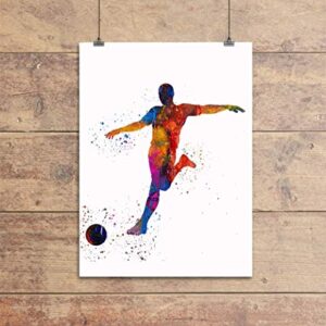 Male Soccer Player Abstract Sport Wall Art Print 11x14, Ideal for Teen Boy Bedroom Decor, Club Locker Rooms, Coaches and Fans