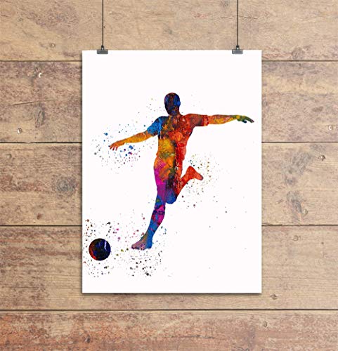 Male Soccer Player Abstract Sport Wall Art Print 11x14, Ideal for Teen Boy Bedroom Decor, Club Locker Rooms, Coaches and Fans