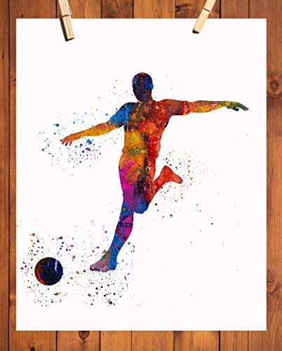 Male Soccer Player Abstract Sport Wall Art Print 11x14, Ideal for Teen Boy Bedroom Decor, Club Locker Rooms, Coaches and Fans