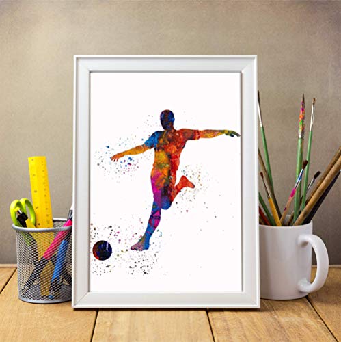 Male Soccer Player Abstract Sport Wall Art Print 11x14, Ideal for Teen Boy Bedroom Decor, Club Locker Rooms, Coaches and Fans