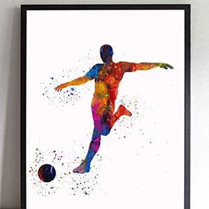 Male Soccer Player Abstract Sport Wall Art Print 11x14, Ideal for Teen Boy Bedroom Decor, Club Locker Rooms, Coaches and Fans