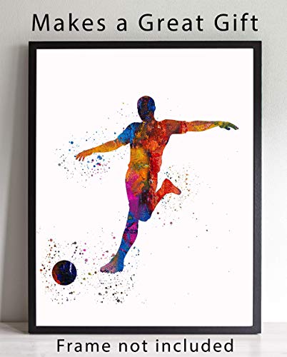 Male Soccer Player Abstract Sport Wall Art Print 11x14, Ideal for Teen Boy Bedroom Decor, Club Locker Rooms, Coaches and Fans