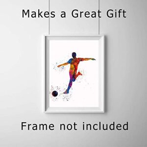 Male Soccer Player Abstract Sport Wall Art Print 11x14, Ideal for Teen Boy Bedroom Decor, Club Locker Rooms, Coaches and Fans