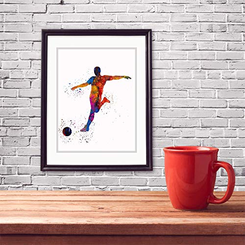 Male Soccer Player Abstract Sport Wall Art Print 11x14, Ideal for Teen Boy Bedroom Decor, Club Locker Rooms, Coaches and Fans