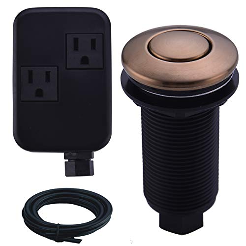 SINKINGDOM SinkTop Air Switch Kit with Champagne Bronze Long Button(Brass Cover) for Garbage Disposal