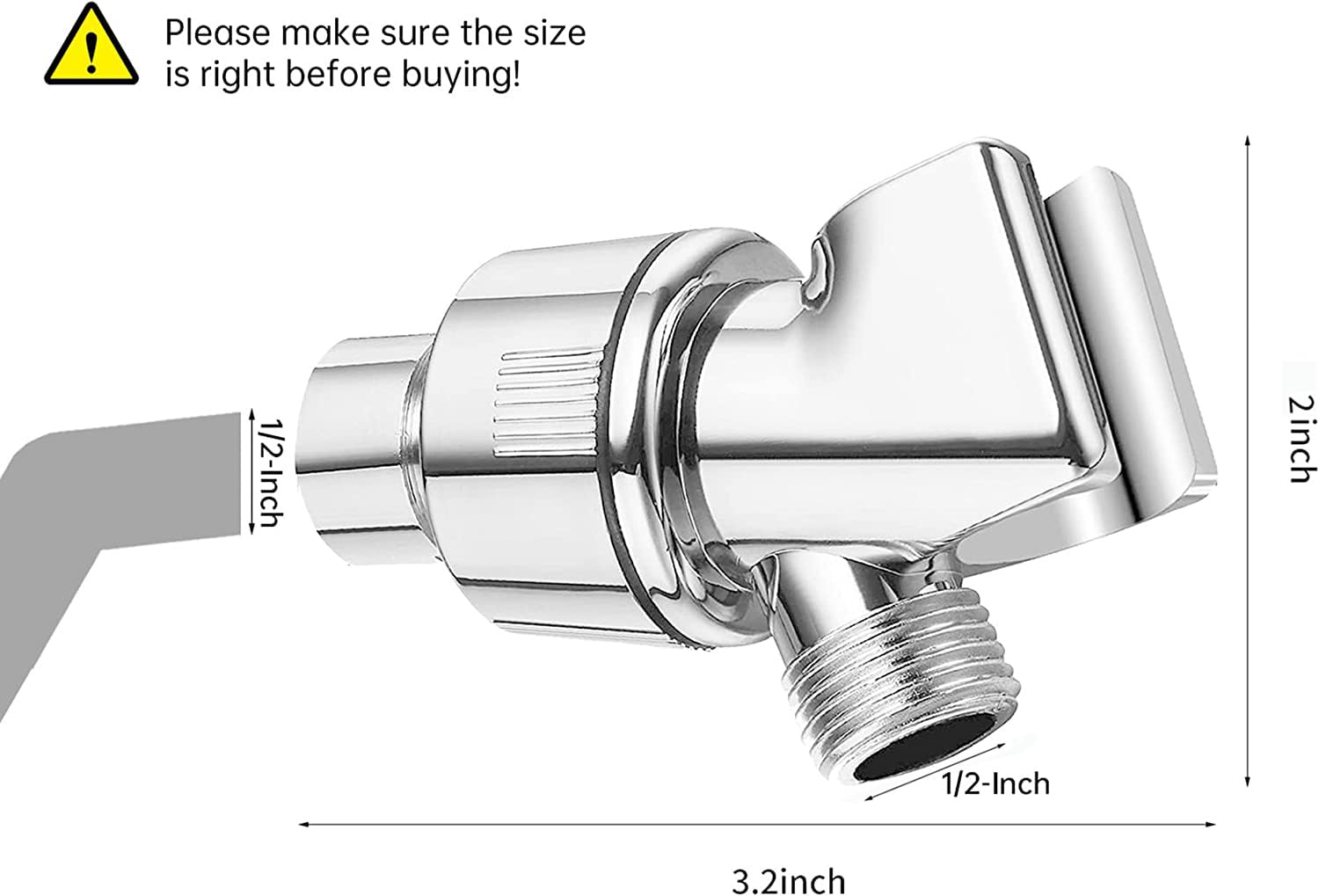 Shower Arm Holder for Handheld Shower Head, Adjustable Mount Bracket, Shower arm Adapter with Swivel Ball, 1/2-Inch, Chrome, 0.5