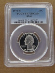 1976 s washington quarter 1976-s washington silver bi-centennial silver quarter proof pcgs pr70dcam 25c quarter pr-70 pcgs dcam