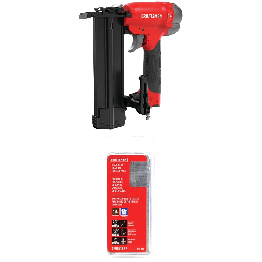 CRAFTSMAN 18GA Finish Nailer with Brad Nails Project Pack (CMPBN18K & CMBN18PP)