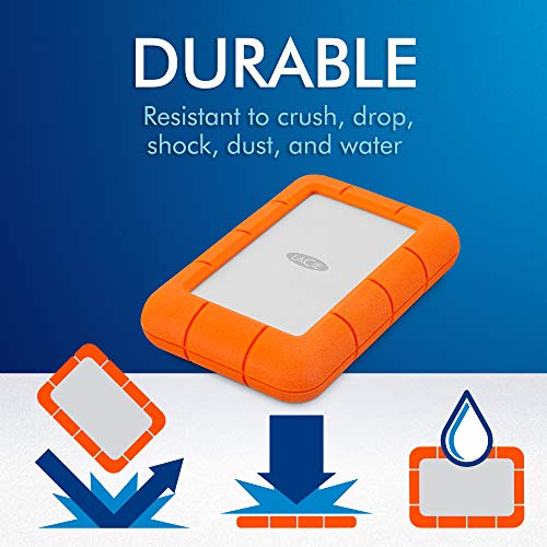 LaCie Rugged Mini 5TB External Hard Drive Portable HDD – USB 3.0/2.0 Compatible, Drop Shock Dust Rain Resistant Shuttle Drive, For Mac And Computer Desktop Workstation PC Laptop (STJJ5000400)