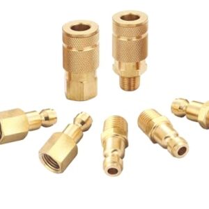 T TANYA HARDWARE Coupler and Plug Kit (14 Piece), Automotive Type C, 1/4 in. NPT, Solid Brass Quick Connect Air Fittings Set