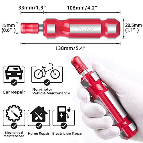 Tonsiki 1/4'' Quick Change Bit Driver, Magnetic Tip Screwdriver Handle for Holding Bits, Quick Release Bit Holder for Hex, Torx, Phillips, Slotted, Robertson Square Bits, 138mm Long