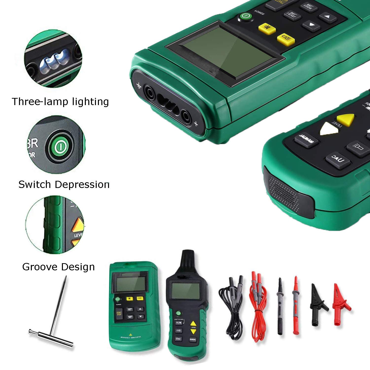 GAOTek Underground Wire Tracker Cable Metal Pipe Locator Detector Professional Tester Conducting Cables, Electrical Circuits, Pipelines, Fuses, Switches, Short Circuits Finder Through Concrete-GFL-107