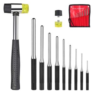 feyachi roll pin punch set with storage pouch, 9 piece steel removal tool kit