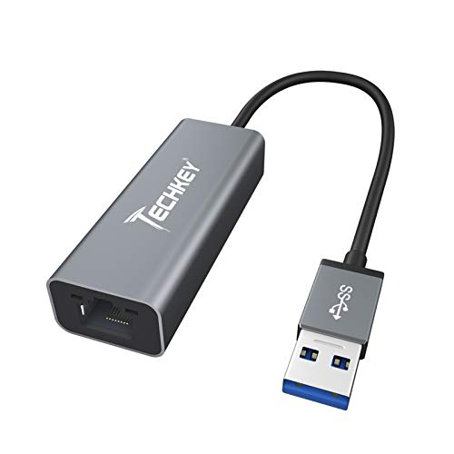 Ethernet Adapter USB 3.0 to Network, Techkey USB to RJ45 Gigabit LAN/Windows XP/for Mac OS X /10.9-11.1, 10/100/1000 Mbps Ethernet Supports Nintendo Switch/MacBook/Chromebook