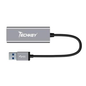 Ethernet Adapter USB 3.0 to Network, Techkey USB to RJ45 Gigabit LAN/Windows XP/for Mac OS X /10.9-11.1, 10/100/1000 Mbps Ethernet Supports Nintendo Switch/MacBook/Chromebook