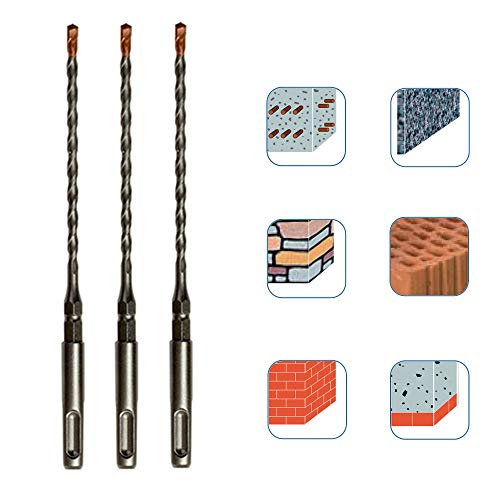 24PC, 3/16" x 7" with 1/4" SDS Plus Hex Rotary Hammer Drill Bits for Concrete Screw, Rotary Drill Bit 3/16, Sds Plus Bits (3/16 x 7,24)