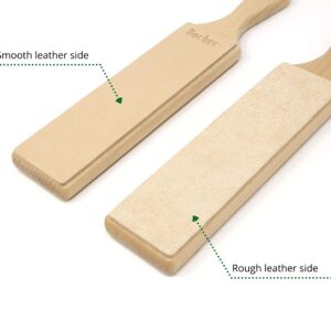 Bacher Premium Leather Strop for Knife Sharpening with Polishing Compound - Double Sided Stropping Leather – Stropping Kit: Knife Strop and Stropping Compound for Wood Carving and Woodworking