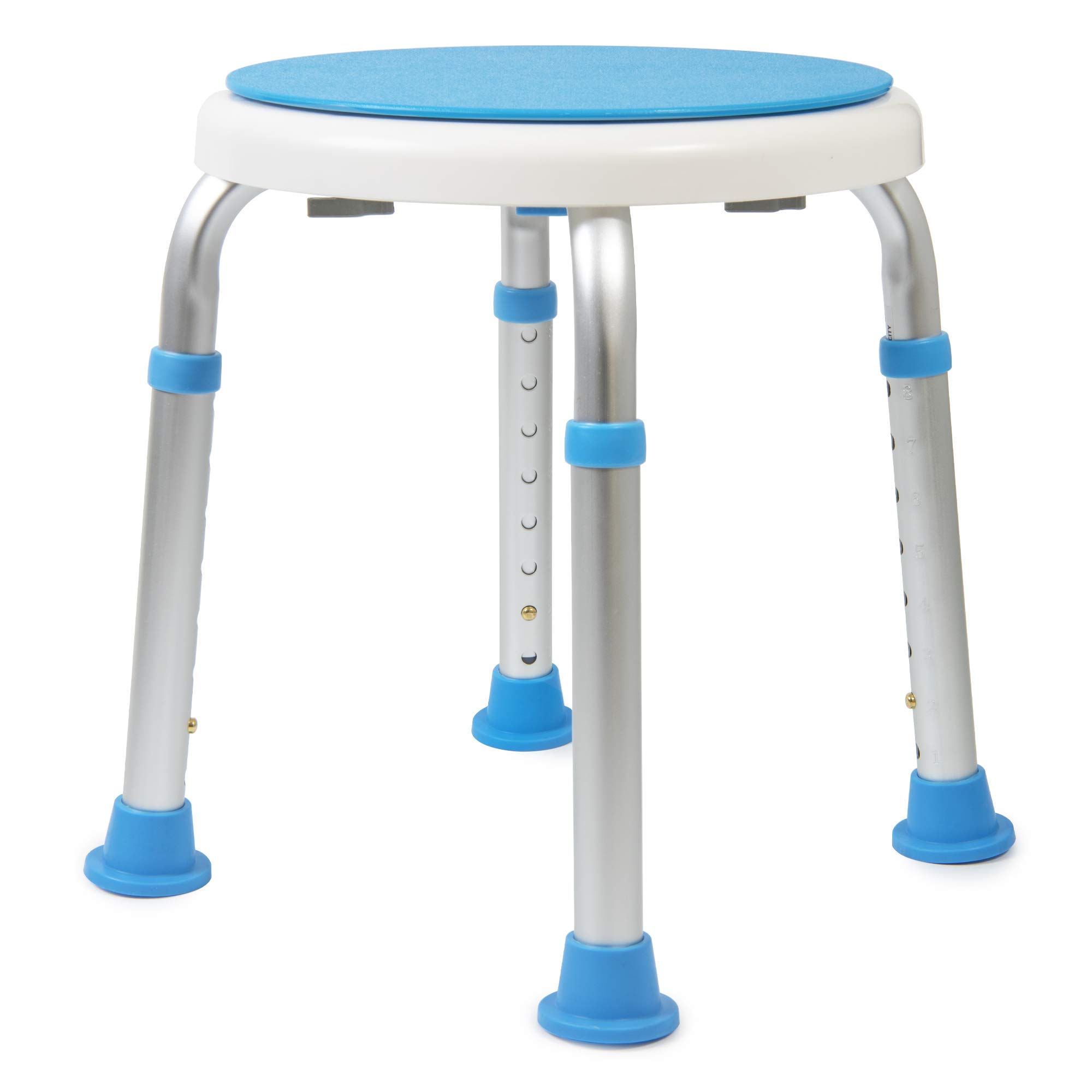 Vaunn Medical Tool-Free Assembly Adjustable Swivel Shower Stool Seat Bench with Anti-Slip Rubber Tips for Safety and Stability