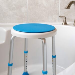 Vaunn Medical Tool-Free Assembly Adjustable Swivel Shower Stool Seat Bench with Anti-Slip Rubber Tips for Safety and Stability