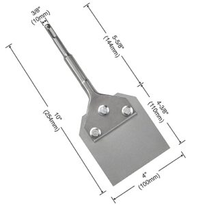 SPKLINE 4 Inch Wide SDS-Plus Floor Scraper Tile & Thinset Scaling Chisel SDS-Plus Shank 4" x 10" Thinset Scraper Adhesives Remover Wall Scraper Fits SDS-Plus Rotary Hammers and Chipping Hammer Drills