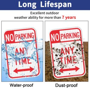 No Parking Anytime Sign with Arrows, No Parking Sign, 18 x 12 Inches Engineer Grade Reflective Sheeting Rust Free Aluminum, Weather Resistant, Waterproof, Durable Ink, Easy to Mount