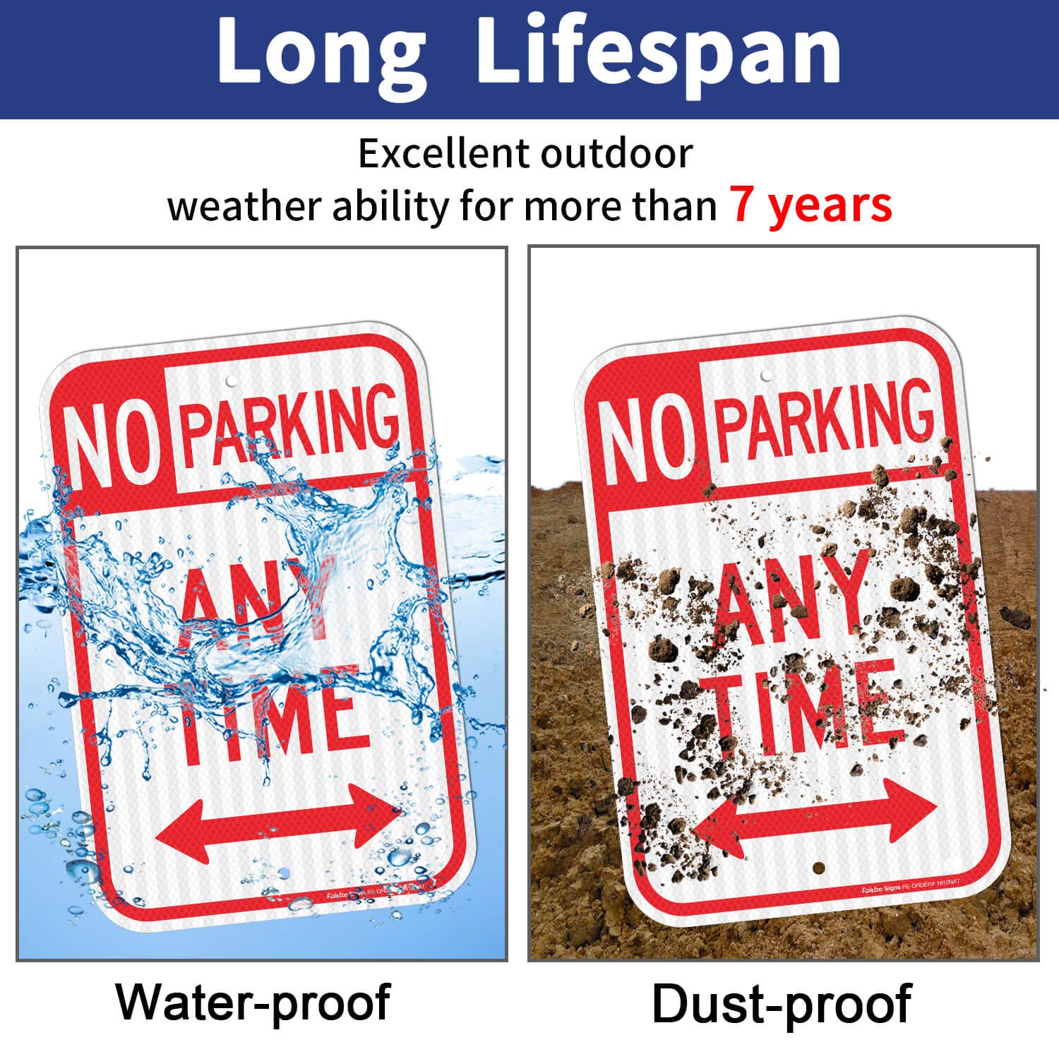 No Parking Anytime Sign with Arrows, No Parking Sign, 18 x 12 Inches Engineer Grade Reflective Sheeting Rust Free Aluminum, Weather Resistant, Waterproof, Durable Ink, Easy to Mount