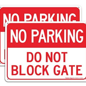 (2 pack) Faittoo No Parking Do Not Block Gate Sign, 10 x 7 Inches rectangle, .040 Rust Free Aluminum, UV Protected and Waterproof, Weather Resistant, Durable Ink, Easy to Mount