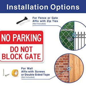 (2 pack) Faittoo No Parking Do Not Block Gate Sign, 10 x 7 Inches rectangle, .040 Rust Free Aluminum, UV Protected and Waterproof, Weather Resistant, Durable Ink, Easy to Mount