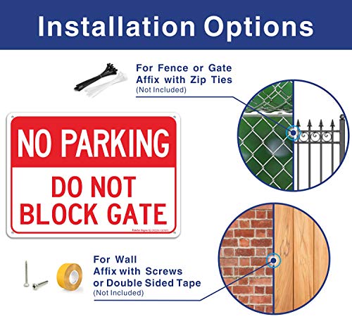 (2 pack) Faittoo No Parking Do Not Block Gate Sign, 10 x 7 Inches rectangle, .040 Rust Free Aluminum, UV Protected and Waterproof, Weather Resistant, Durable Ink, Easy to Mount